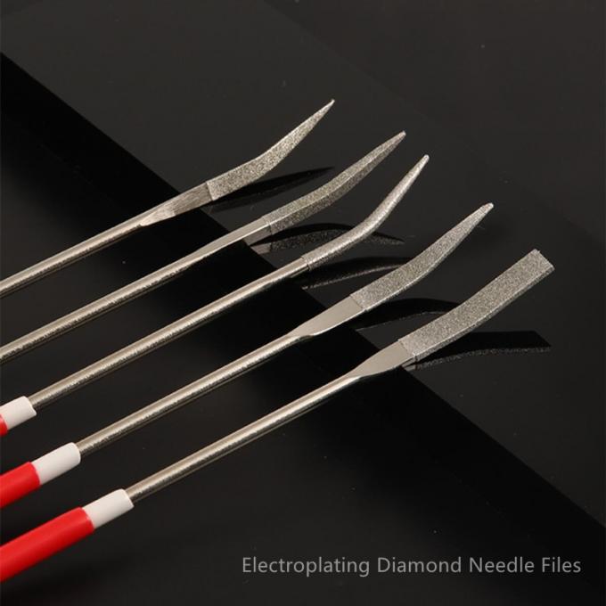 Polishing Electroplated Diamond Tools , Bended Diamond Needle File Set