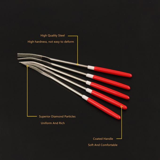 Polishing Electroplated Diamond Tools , Bended Diamond Needle File Set