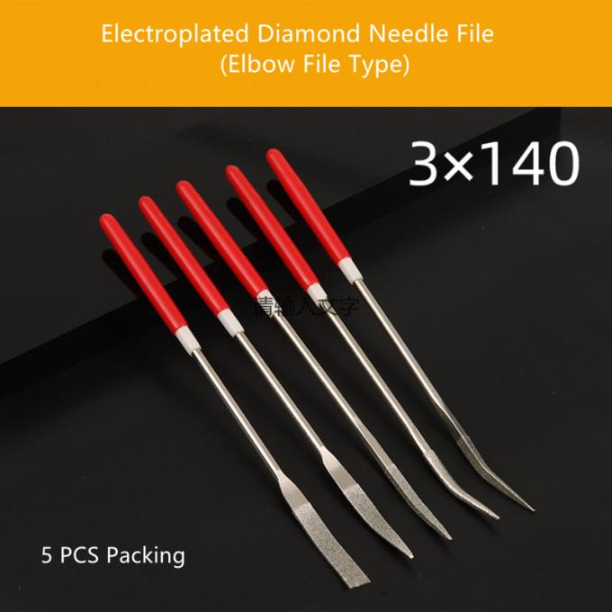 Polishing Electroplated Diamond Tools , Bended Diamond Needle File Set
